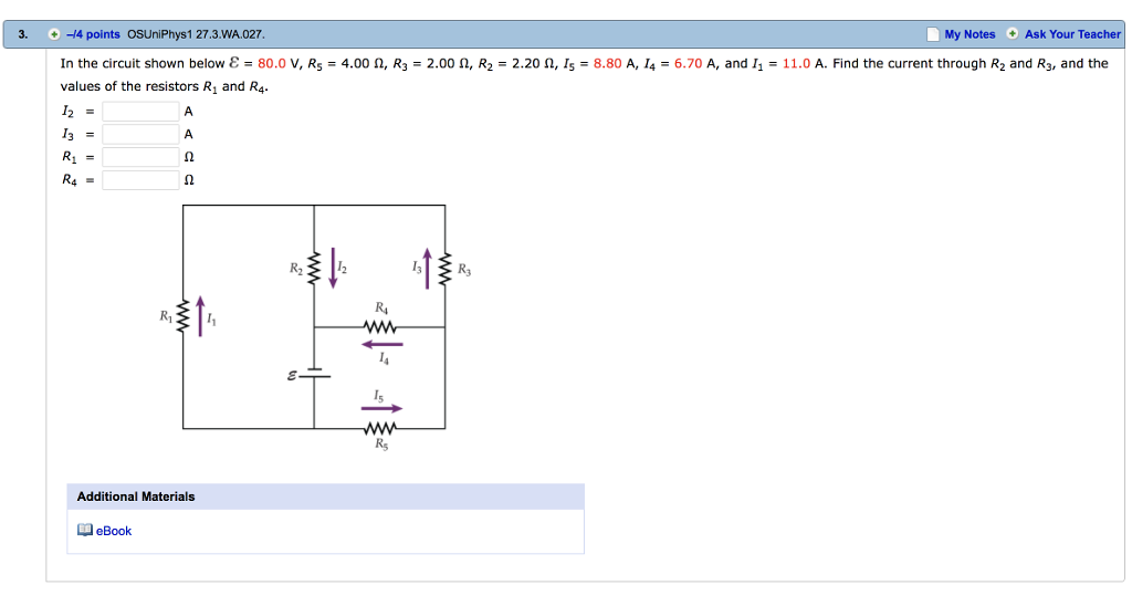 Solved 3. ÷-/4 points OSUniPhys1 27.3 WA.027 My Notes Ask | Chegg.com Solved 3. ÷-/4 points OSUniPhys1 27.3 WA.027 My Notes Ask | Chegg.com