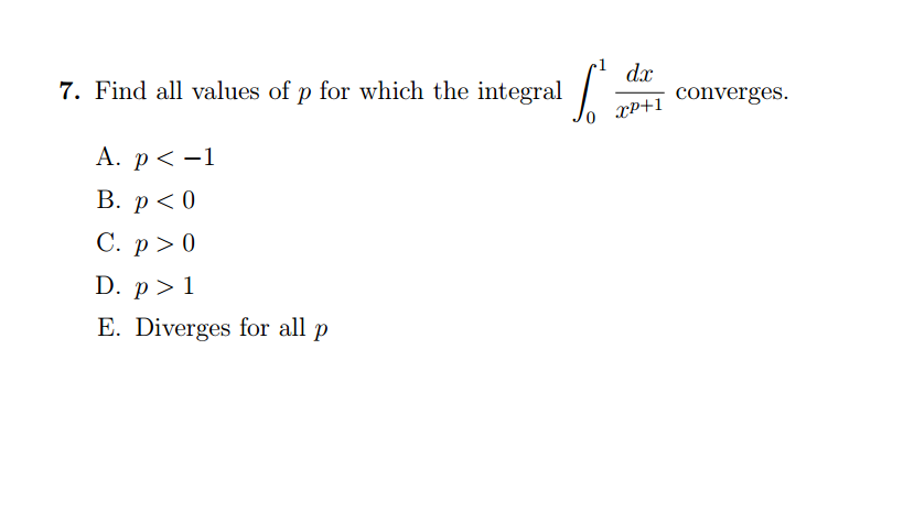 Solved: Find All Values Of P For Which The Integral Integr... | Chegg.com