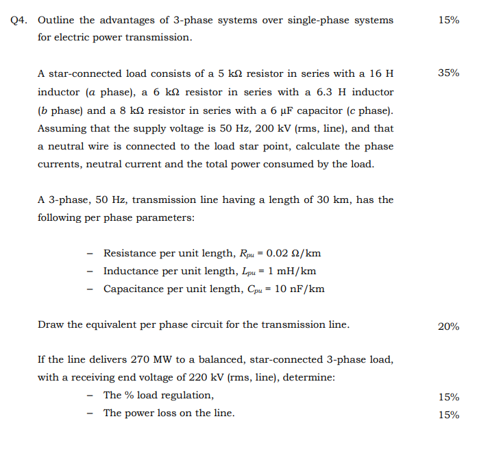 Solved Q4. Outline the advantages of 3-phase systems over | Chegg.com