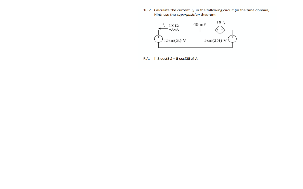 Solved Calculate The Current Ix In The Following Circuit In