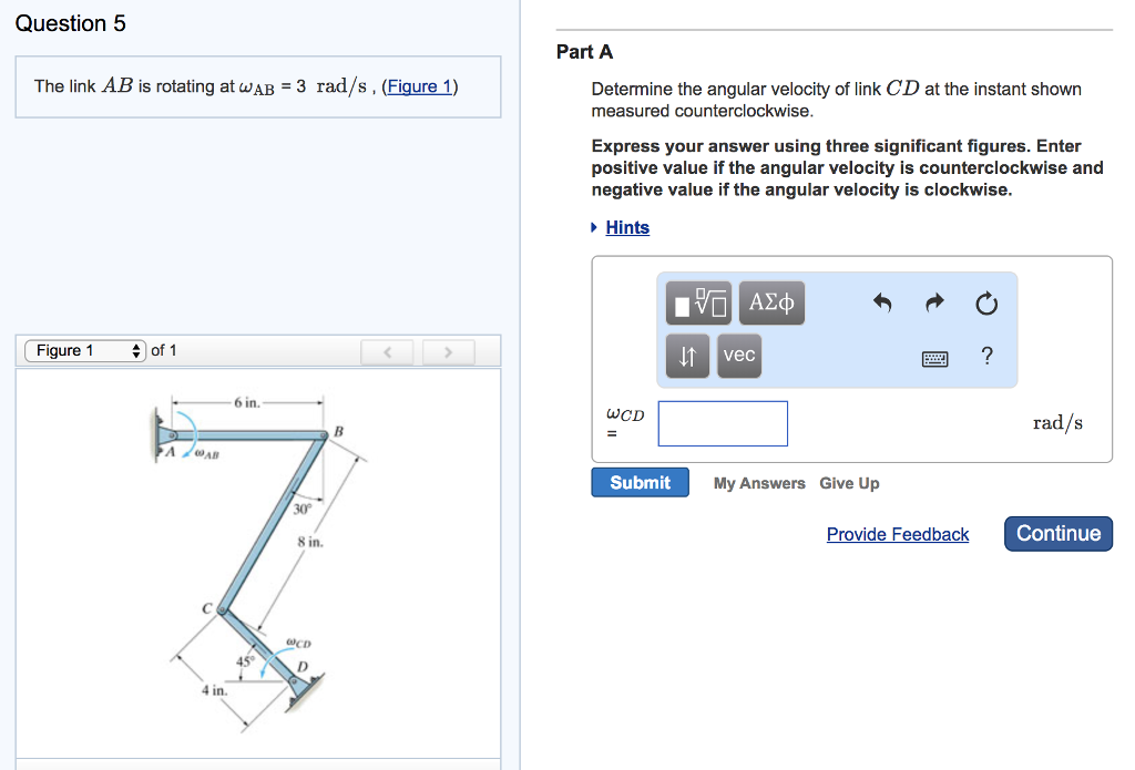 Solved Question 5 Part A The Link Ab Is Rotating At Wab 3