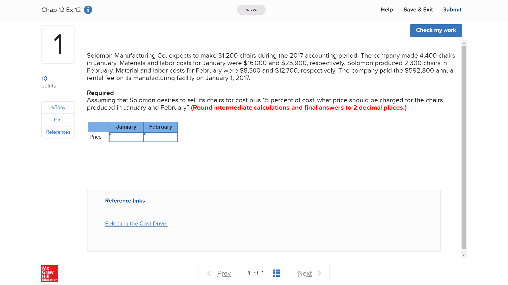 Solved Chap 12 Ex 12 0 Saved Help Save & Exit Submit Check | Chegg.com