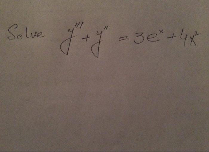 Solved Solve y???+y?? = 3e^x + 4x^2 | Chegg.com