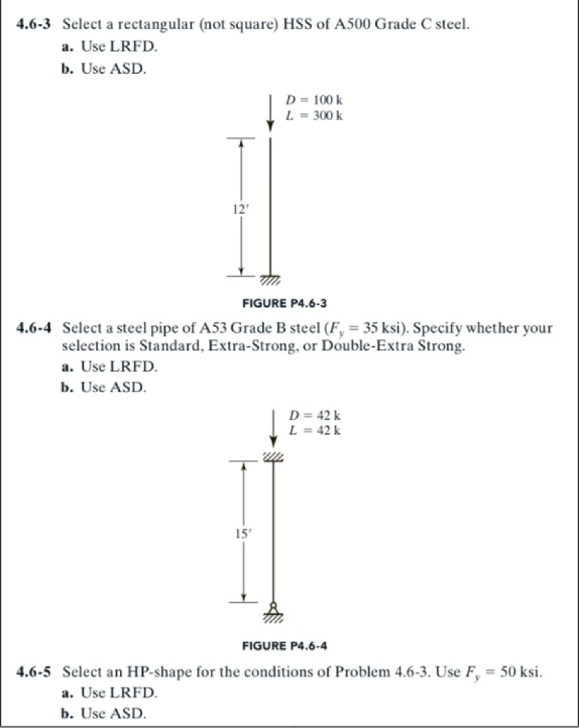Solved 4.6-3 Select a rectangular (not square) HSS of A500 | Chegg.com