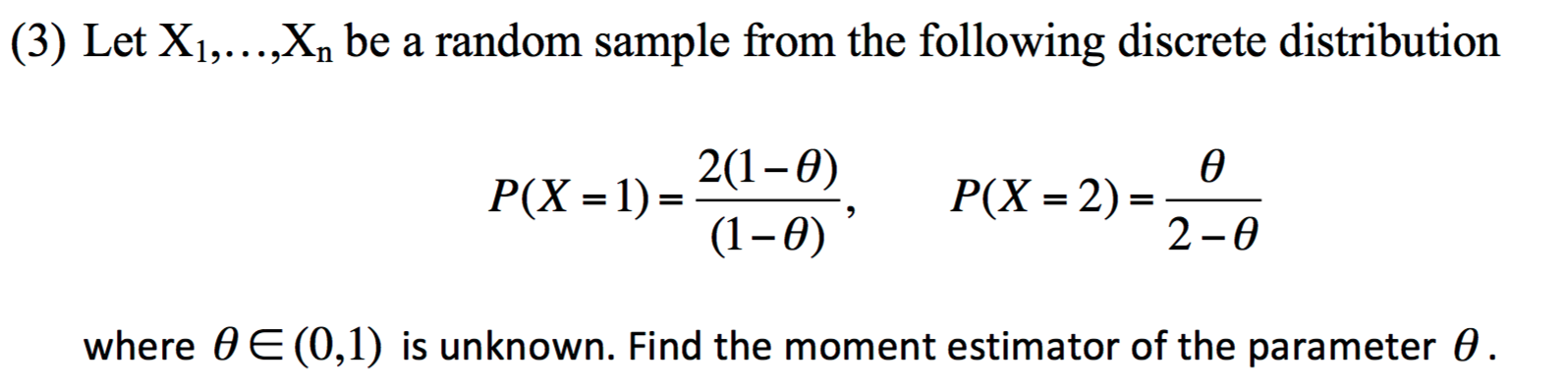 Solved Let X_1,...,X_n be a random sample from the following | Chegg.com