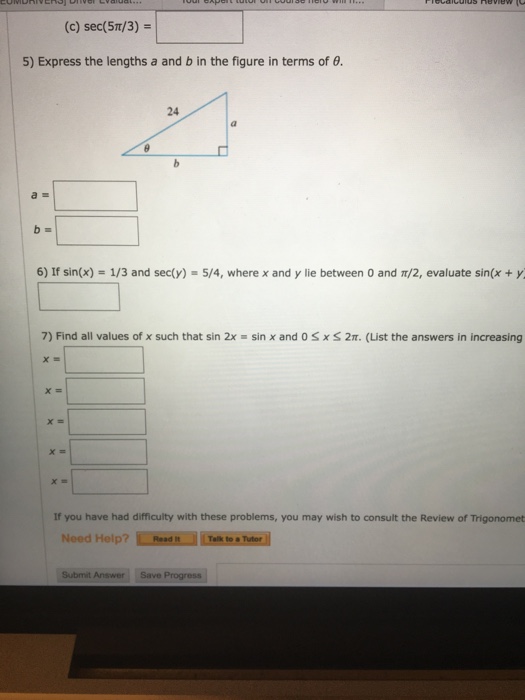 Solved Express the lengths a and b in the figure in terms of | Chegg.com