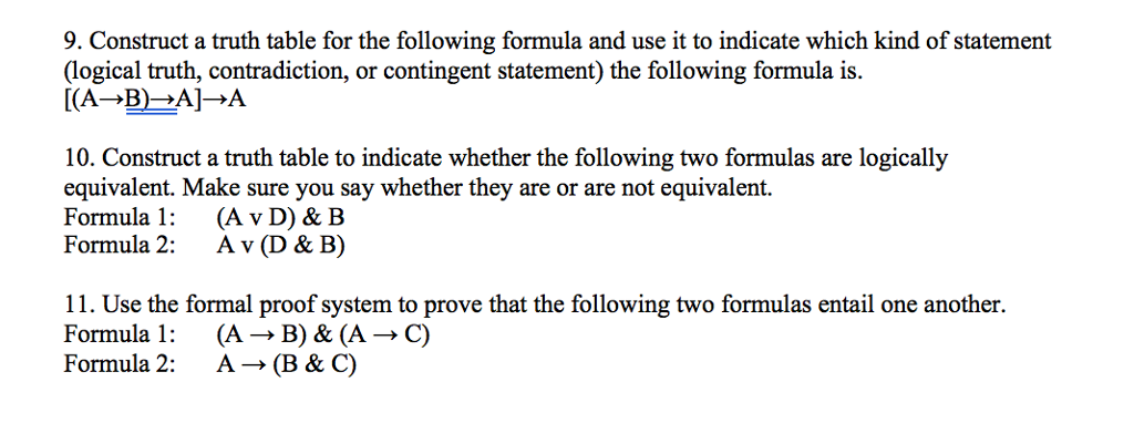 Solved 9. Construct a truth table for the following formula | Chegg.com