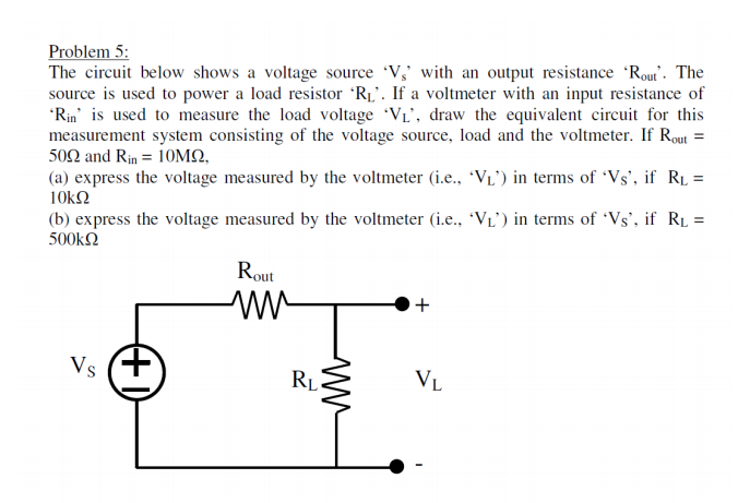 Solved The circuit below shows a voltage source 'V_s' with | Chegg.com