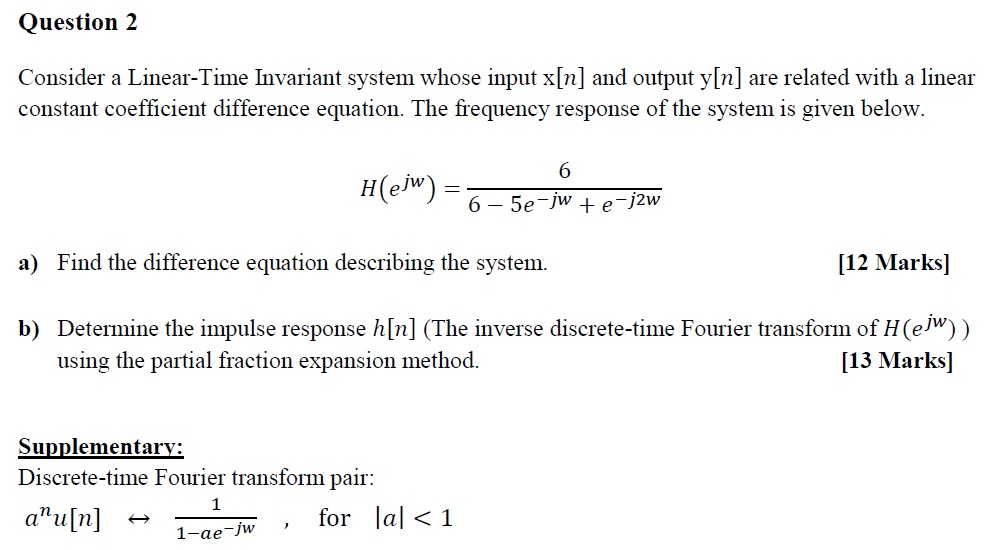 Solved Consider A Linear Time Invariant System Whose Input