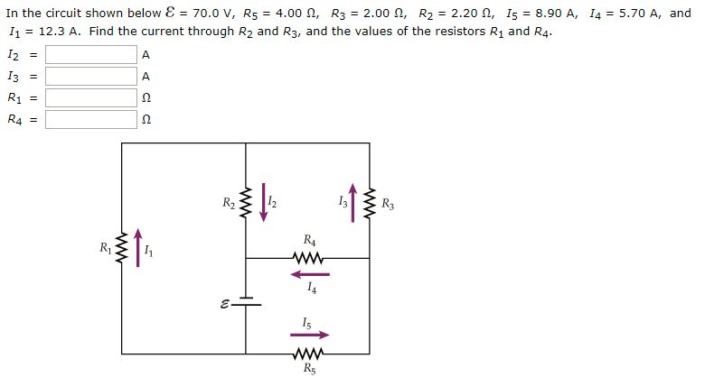 Solved In the circuit shown below e m f = 70.0 V, R5 = 4.00 | Chegg.com