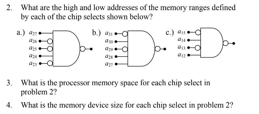 Solved 2. What are the high and low addresses of the memory | Chegg.com