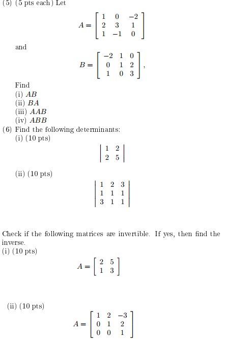 Solved Let A = and B = Find AB BA AAB ABB Find the | Chegg.com