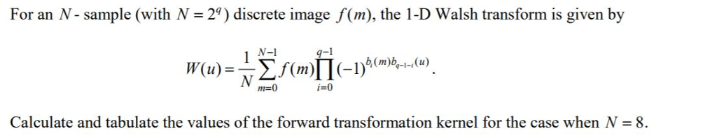For an N- sample (with N 2) discrete image f(m), the | Chegg.com