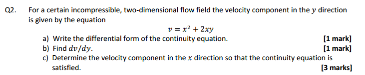 Solved For a certain incompressible, two-dimensional flow | Chegg.com