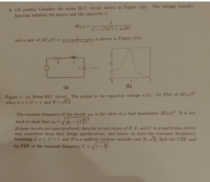 Solved G6. (1 0 points) Consider the series RLC circuit | Chegg.com