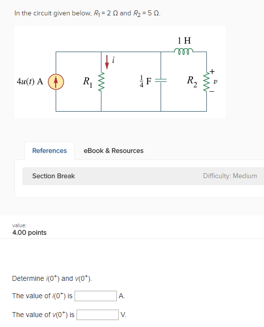 Solved In the circuit given below. R 1-2 Ω and R2 = 5 Ω. 1 H | Chegg.com