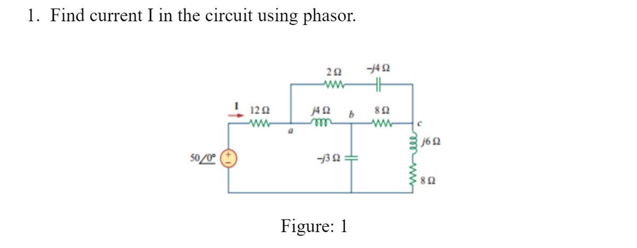 Solved Find current I in the circuit using phasor. | Chegg.com
