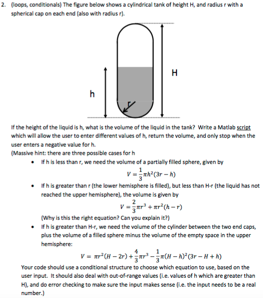 Solved The figure below shows a cylindrical tank of height | Chegg.com