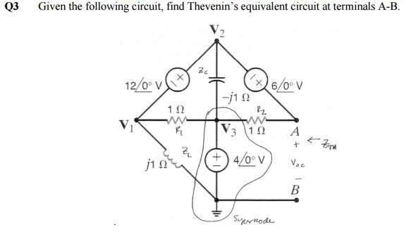 Solved Given the following circuit, find Thevenin's | Chegg.com