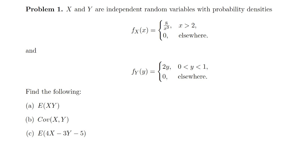 Solved Problem 1 X And Y Are Independent Random Variables 