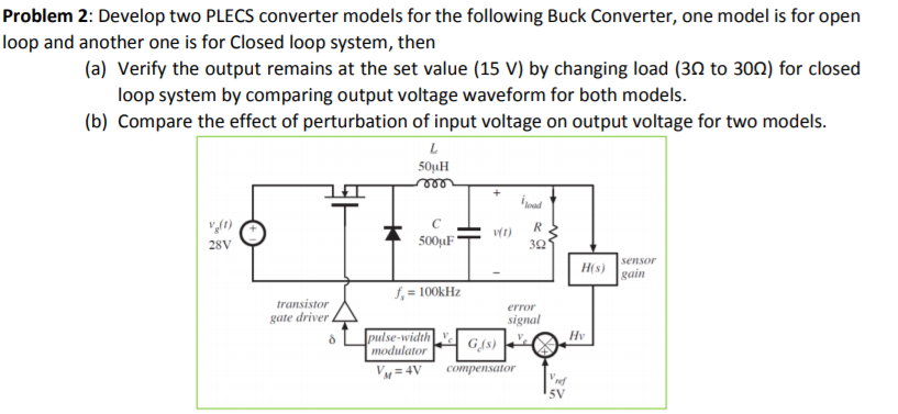 Solved Problem 2: Develop two PLECS converter models for the | Chegg.com