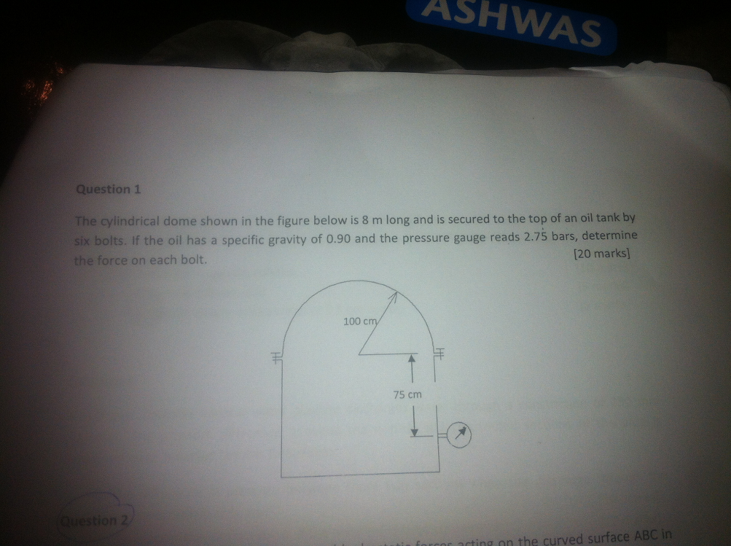 Solved The cylindrical dome shown in the figure below is 8 m | Chegg.com