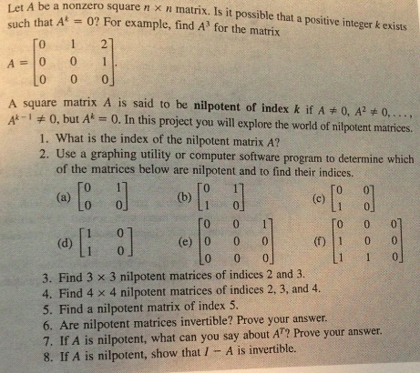 Solved Let A be a nonzero square n times n matrix. Is it | Chegg.com