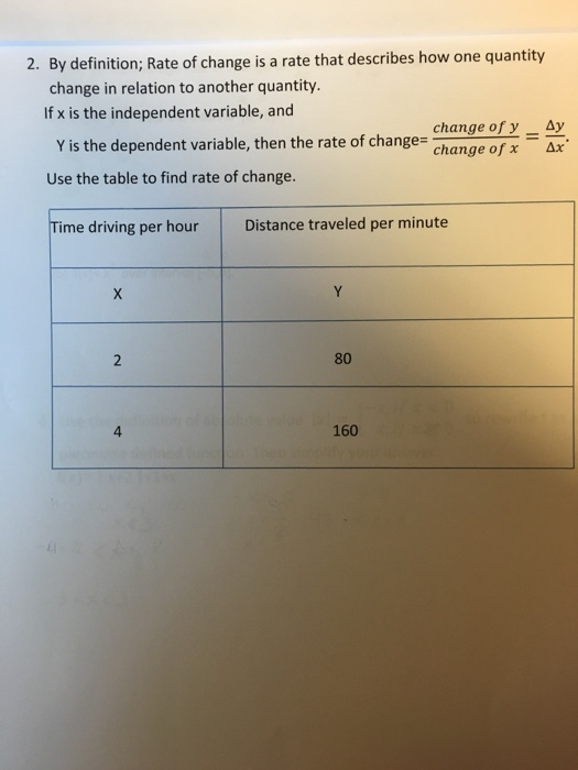 Solved By definition; Rate of change is a rate that | Chegg.com