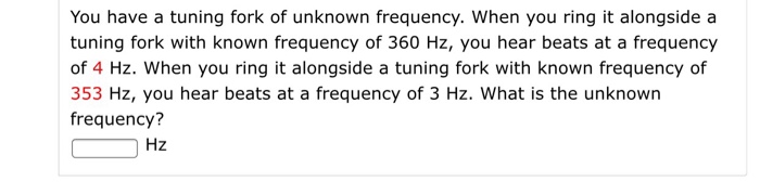 Solved You have a tuning fork of unknown frequency. When you | Chegg.com