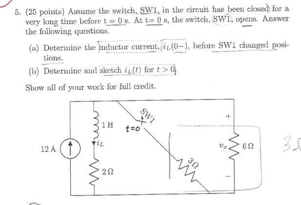 Solved Assume the switch, SW1 in the circuit has been closed | Chegg.com