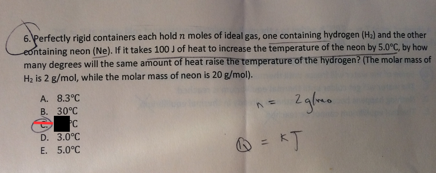 Solved 6.Perfectly rigid containers each hold n moles of | Chegg.com