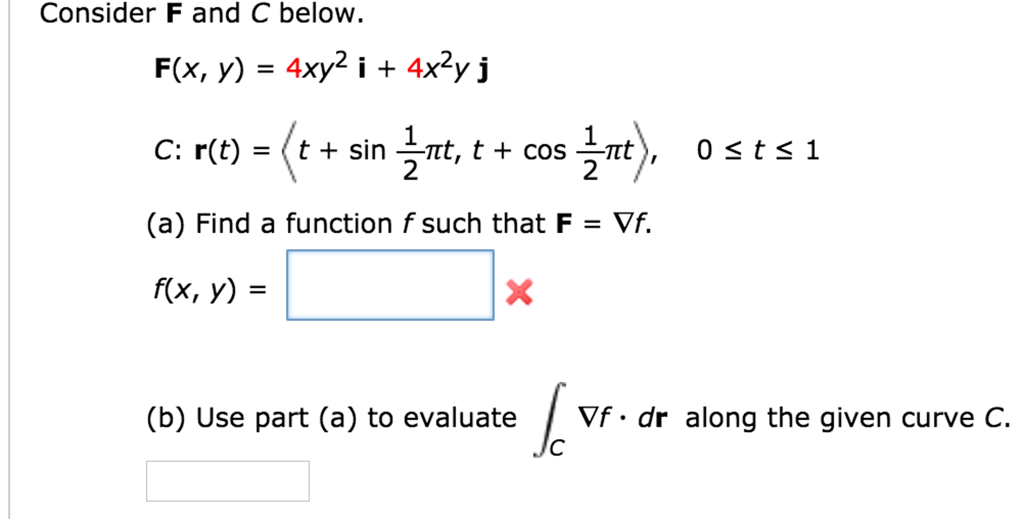 Solved Consider F and C below. F(x, y) = 4y^2 i + 4x^2y j | Chegg.com