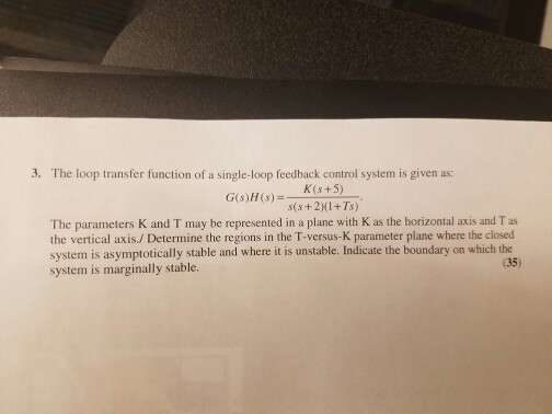 Solved The loop transfer function of a single-loop feedback | Chegg.com