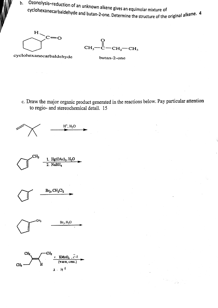 Solved Ozonolysis-reduction of an unknown alkene gives an | Chegg.com
