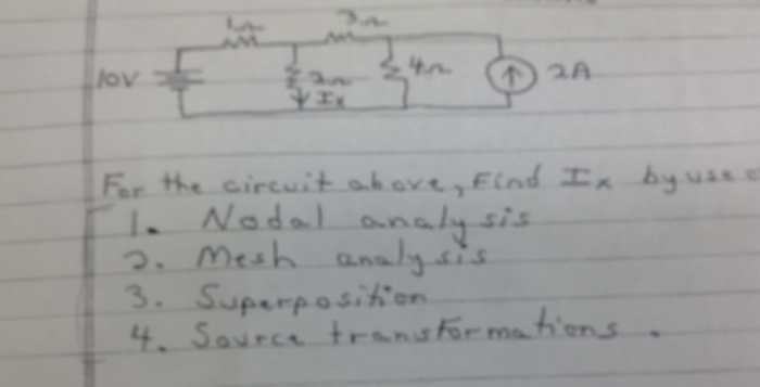 Solved For the circuit above, Find Ix by use 1.Nodal | Chegg.com