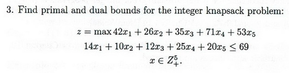 Solved Find primal and dual bounds for the integer knapsack | Chegg.com