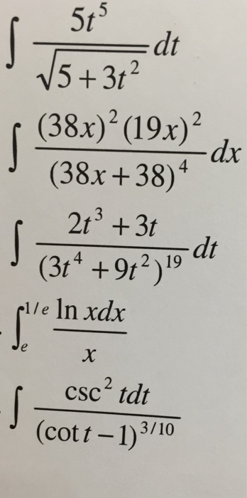 Solved Integral 5t^5/square root 5+3t^2 dt Integral | Chegg.com