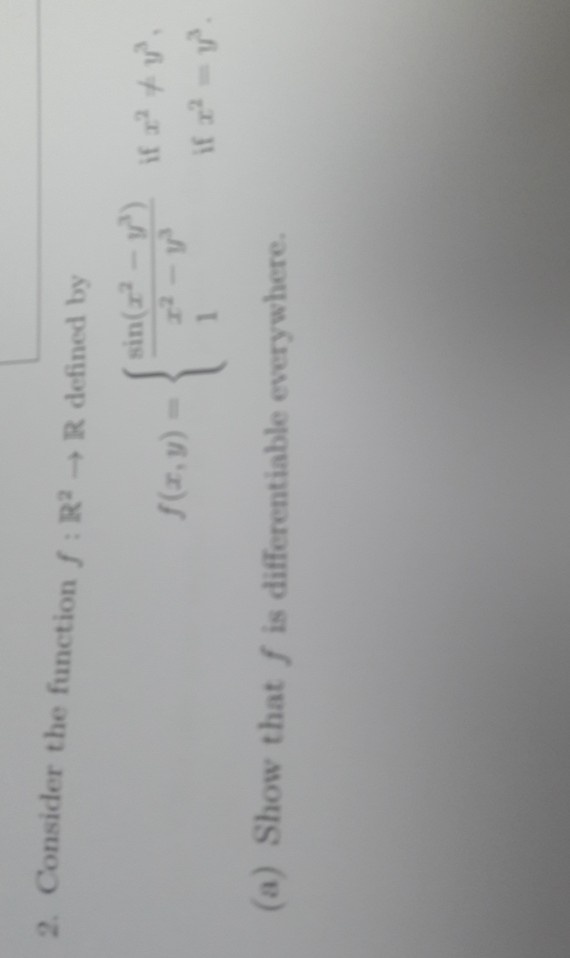 Solved 2. Consider the function f : R2 → R defined by (a) | Chegg.com
