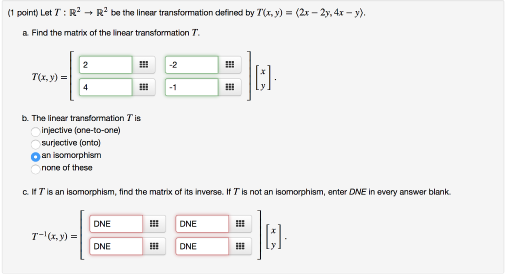 Solved (1 point) Let T:ℝ2→ℝ2 be the linear transformation | Chegg.com