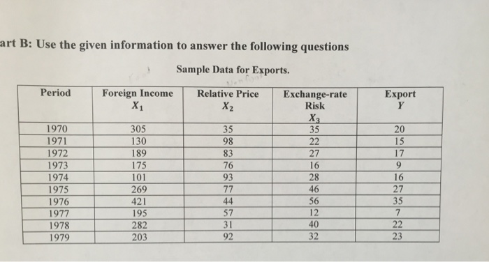 Solved art B: Use the given information to answer the | Chegg.com