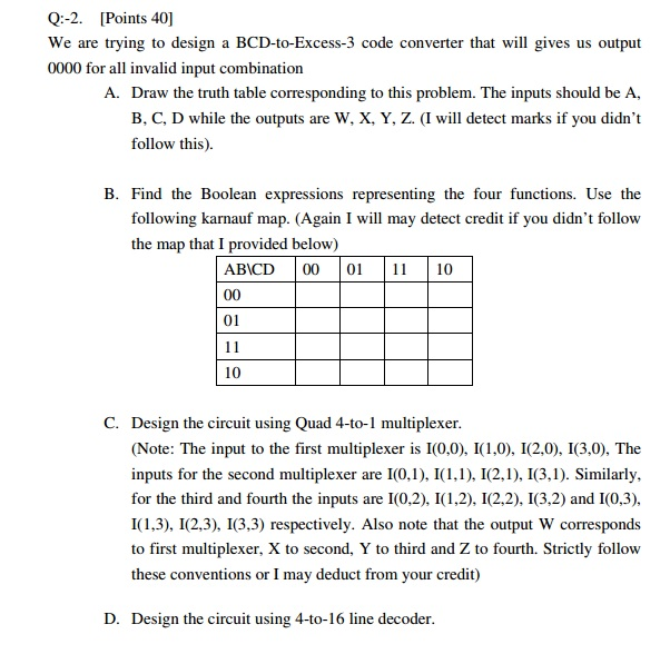 Solved We are trying to design a BCD-to-Excess-3 code | Chegg.com