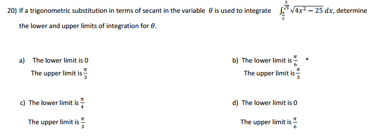 Solved If a trigonometric substitution in terms of secant in | Chegg.com