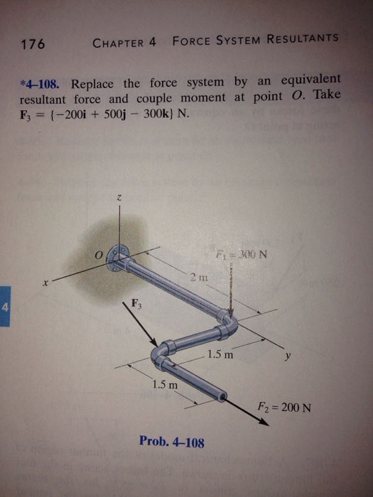 Solved 4-108 replace the force system by an equivalent | Chegg.com