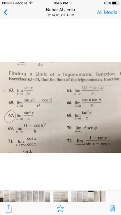 Solved Finding a Limit of a Trigonometric Function | Chegg.com