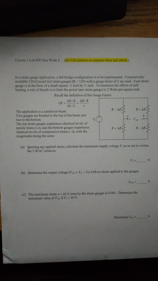 Solved Circuits 1 Lab HW Due Week 8 (Do Calculations on | Chegg.com