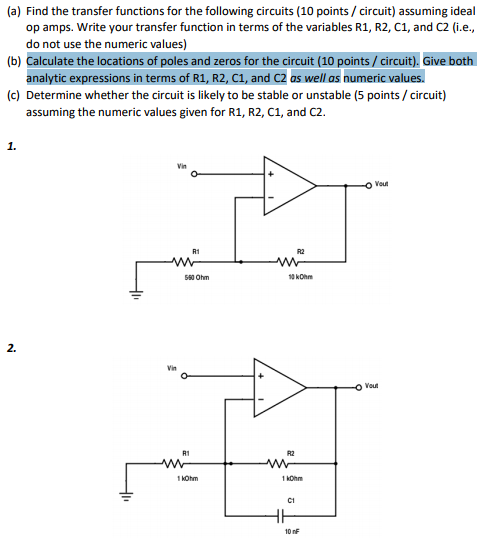Solved (a) Find the transfer functions for the following | Chegg.com