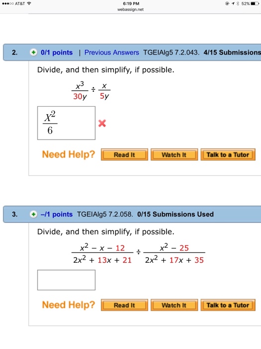 Solved Divide, and then simplify, if possible. x^3/30y | Chegg.com