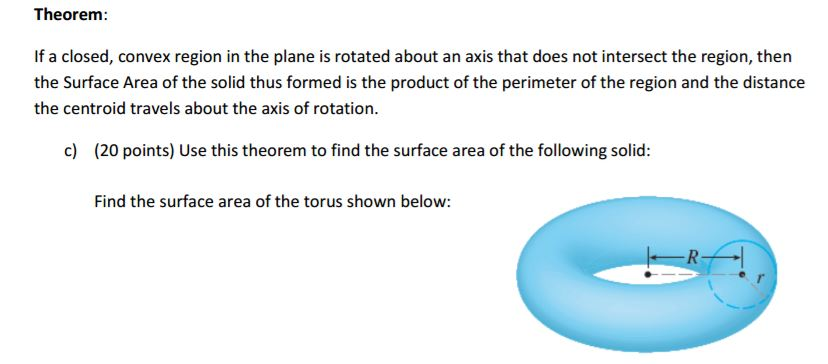 Solved (20 points) Use this theorem to find the surface area | Chegg.com