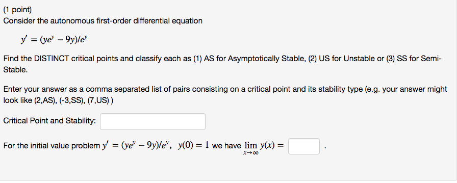 Solved Consider the autonomous first-order differential | Chegg.com