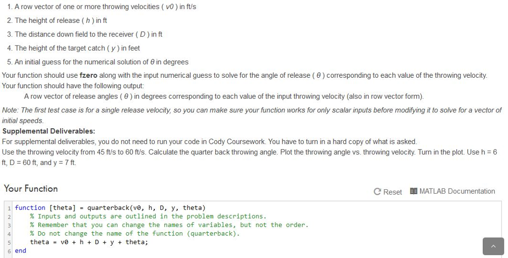 The throwing of a football can be modeled using a | Chegg.com